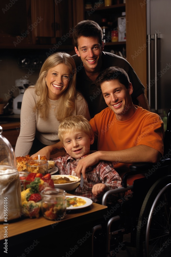 People with disabilities in a wheelchair perform daily tasks. Families ...