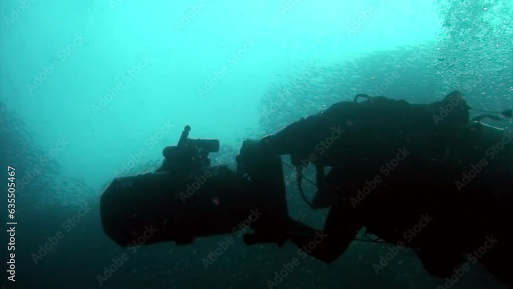 Pacific Ocean, Philippines - august 21, 2018: Diver with camera ...