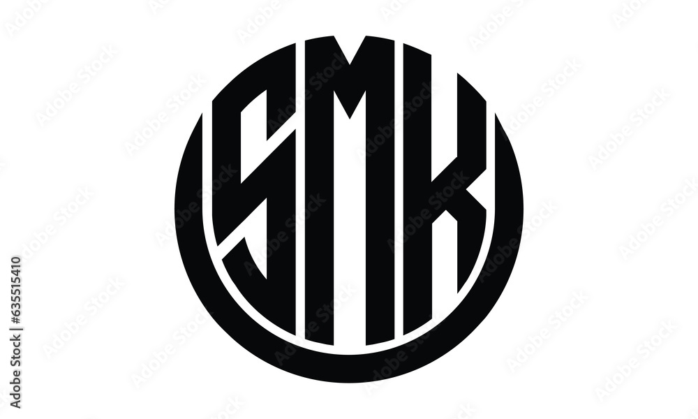SMK shield in circle logo design vector template. lettermrk, wordmark ...