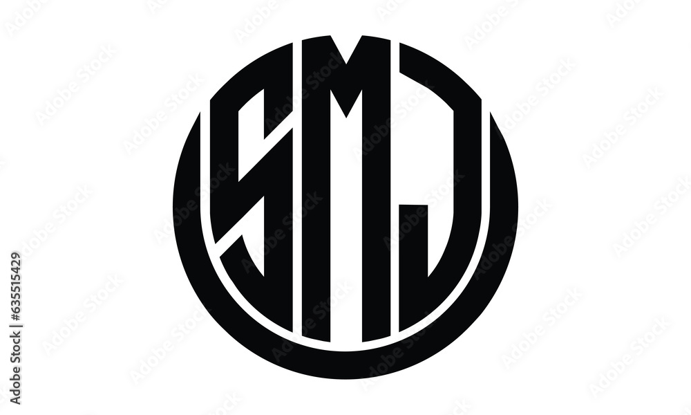 SMJ shield in circle logo design vector template. lettermrk, wordmark ...