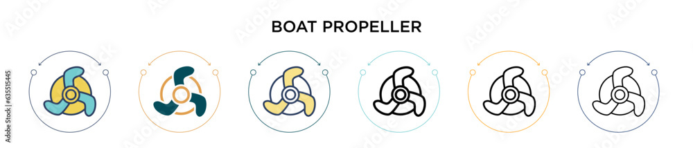 Boat propeller icon in filled, thin line, outline and stroke style ...