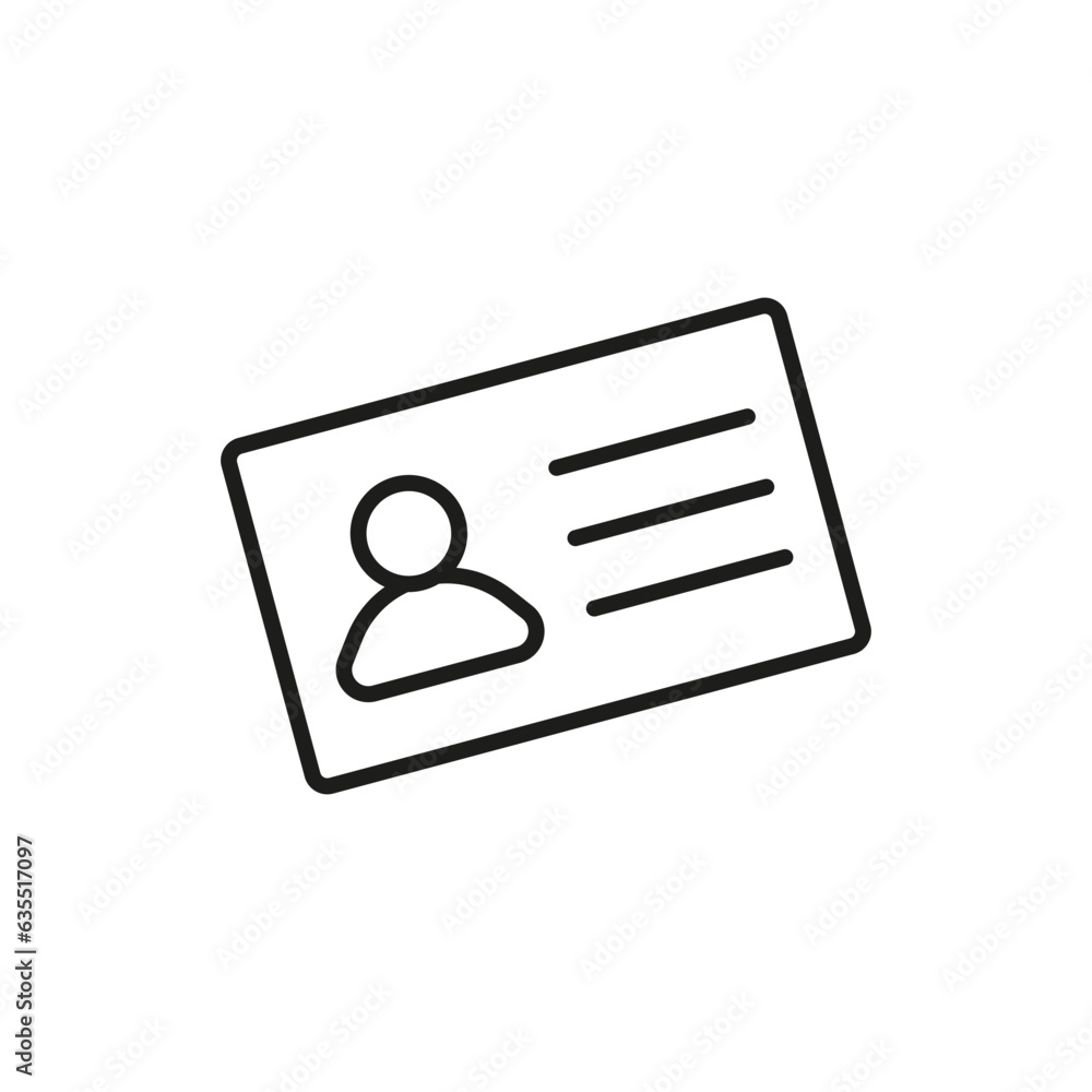 Vetor de ID card vector icon black outline. Name concept illustration ...