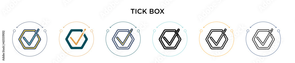 Tick box icon in filled, thin line, outline and stroke style. Vector ...