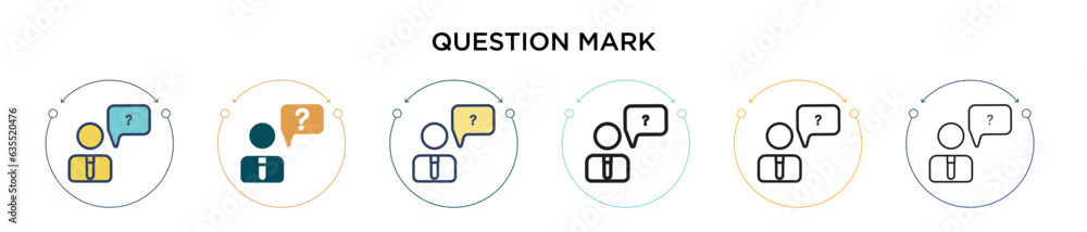 Question mark icon in filled, thin line, outline and stroke style ...