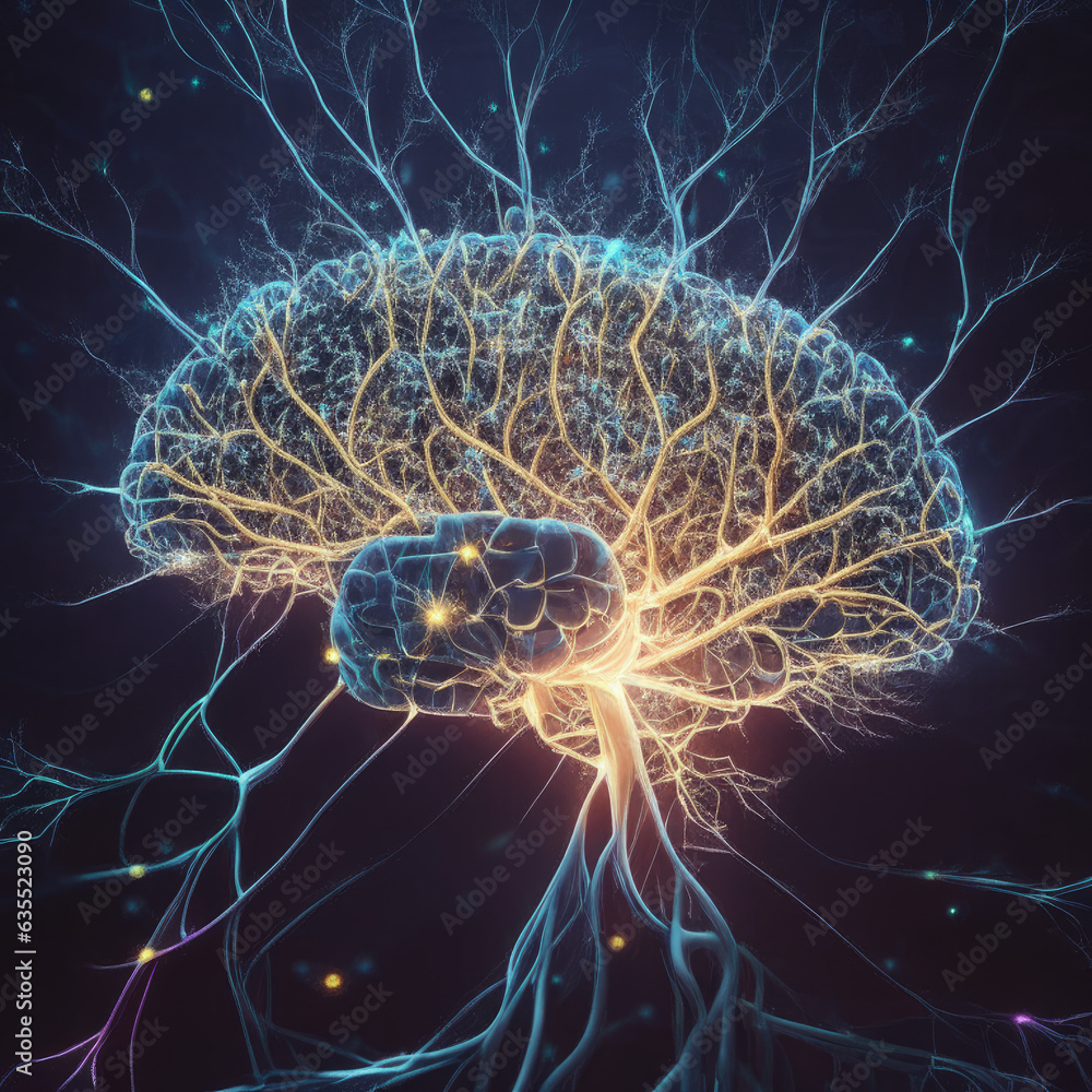 Background with space and brain neural, Brain neural wallpaper, Brain ...