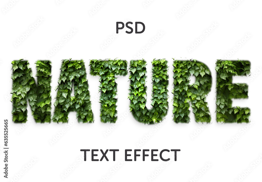 Nature text effect with Generative ai leaves Stock Template | Adobe Stock