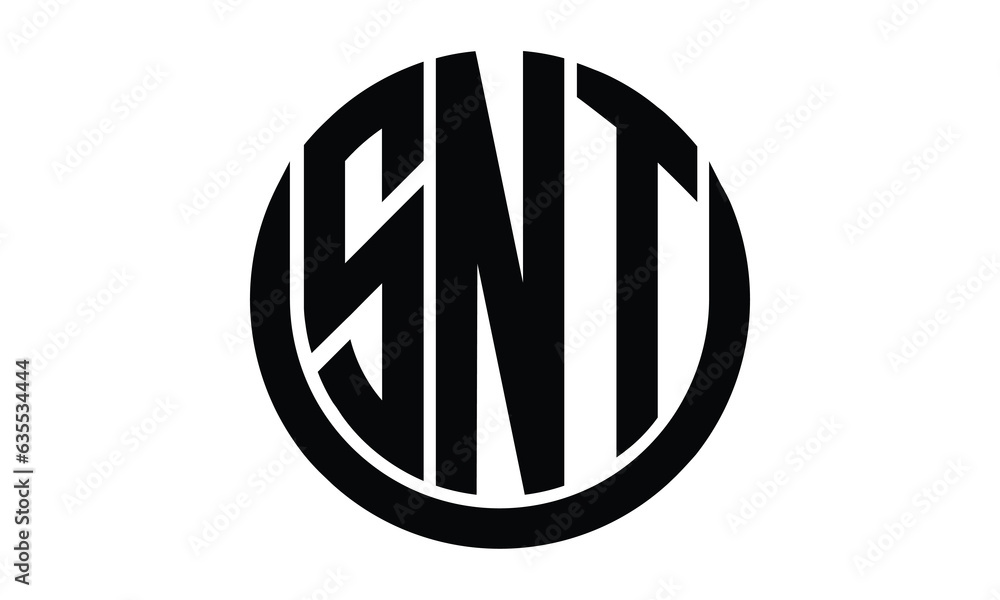 SNT shield in circle logo design vector template. lettermrk, wordmark ...