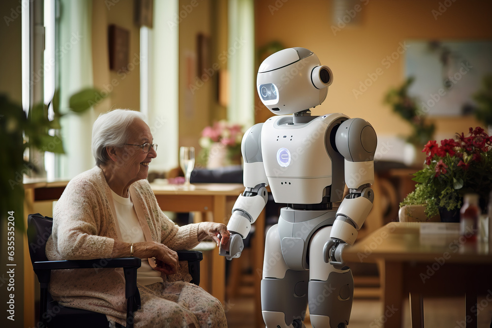 Generative AI image of caregiver robot using artificial intelligence ...