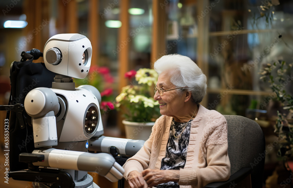 Generative AI image of caregiver robot using artificial intelligence ...
