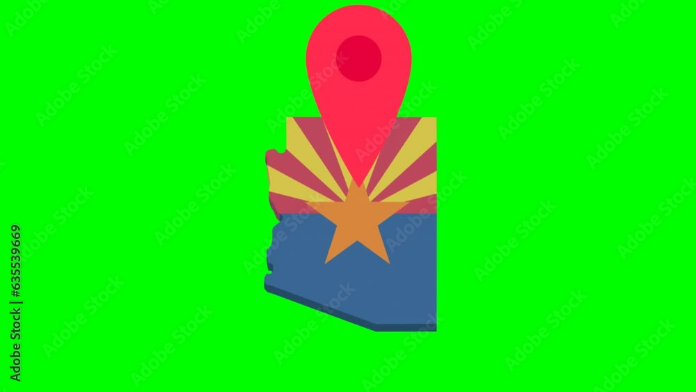Vidéo Stock Animation loop of the 3D map of Arizona in flat design ...