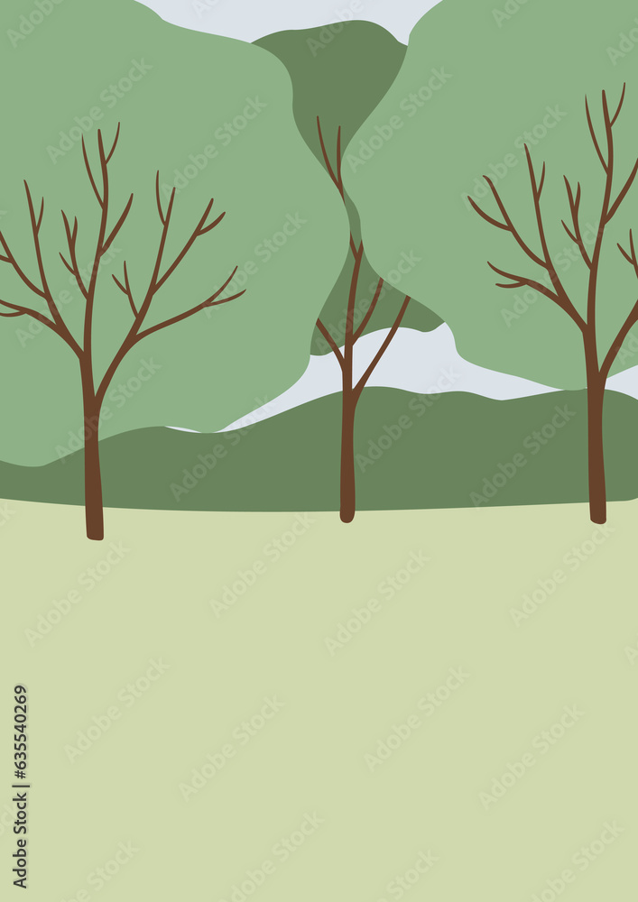 Summer park landscape clipart, Nature background vector illustration ...