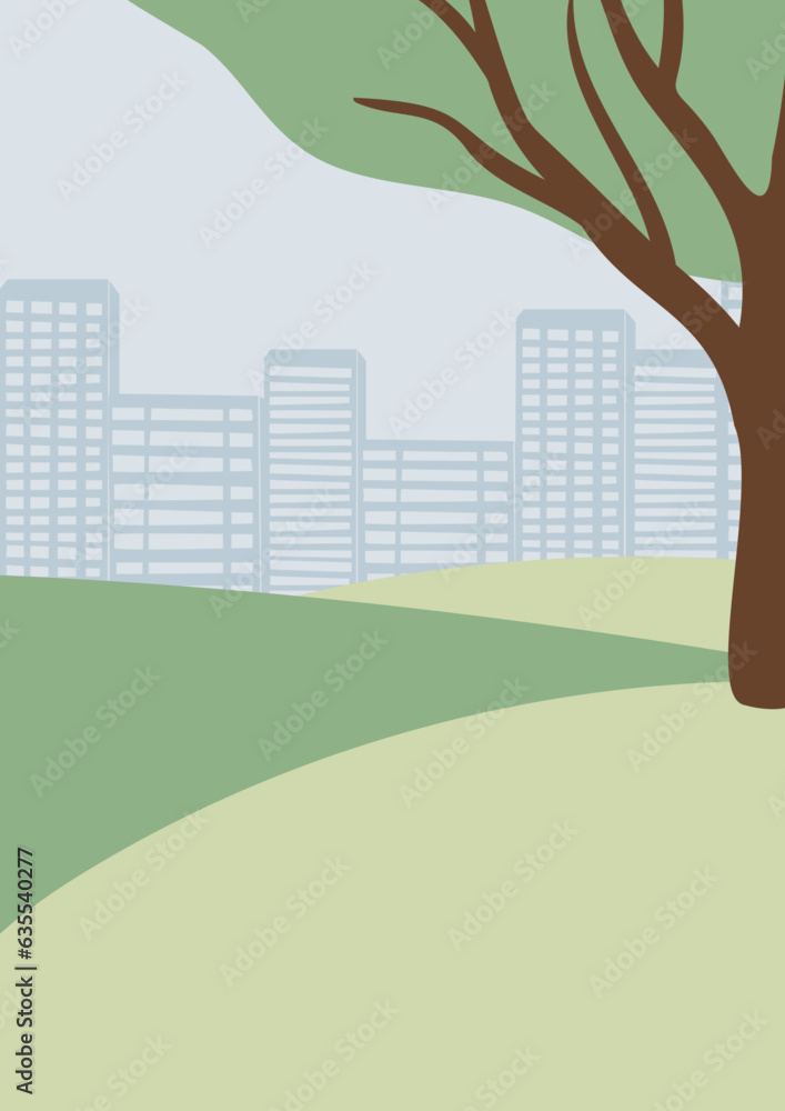 Summer park landscape clipart, Nature background vector illustration ...