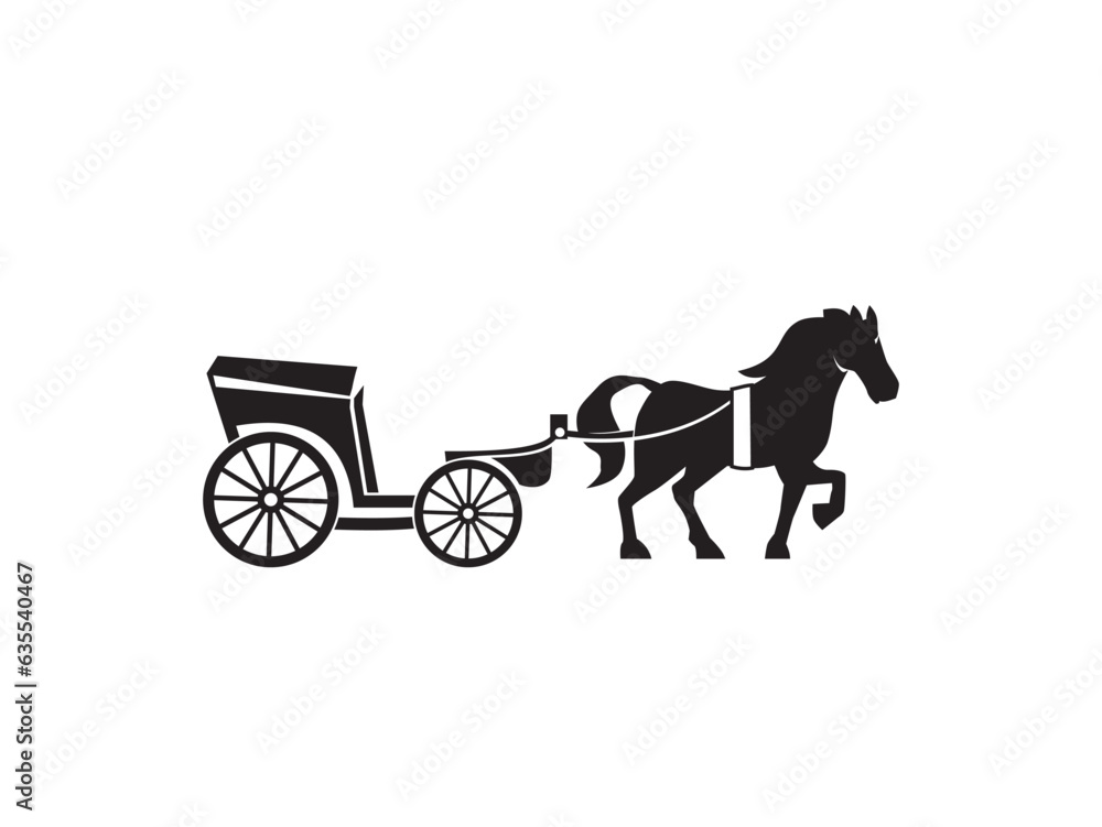 horse-drawn carriage icon vector, useful for brand and logo designs ...