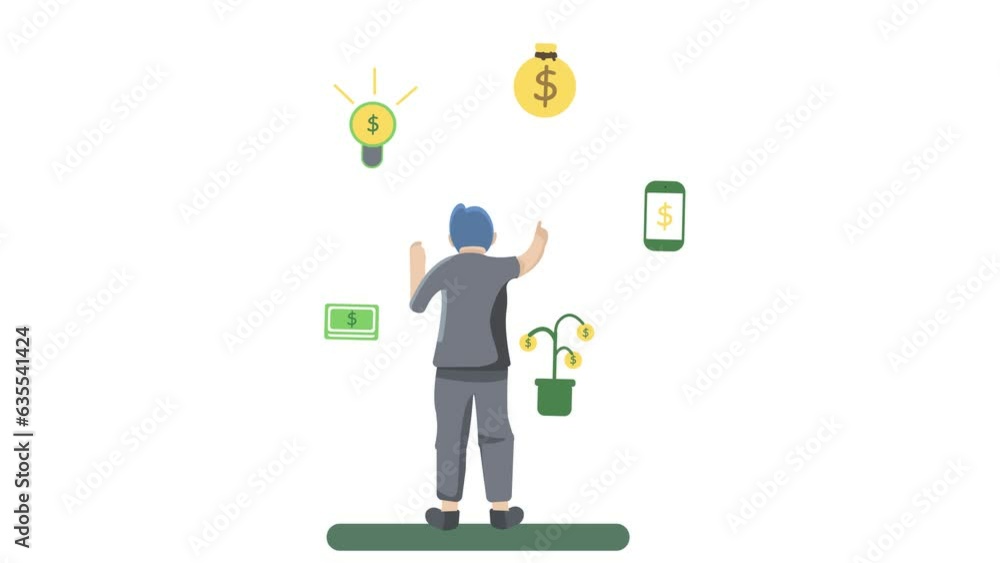 White screen and black screen of Flat illustration human who's rotating ...