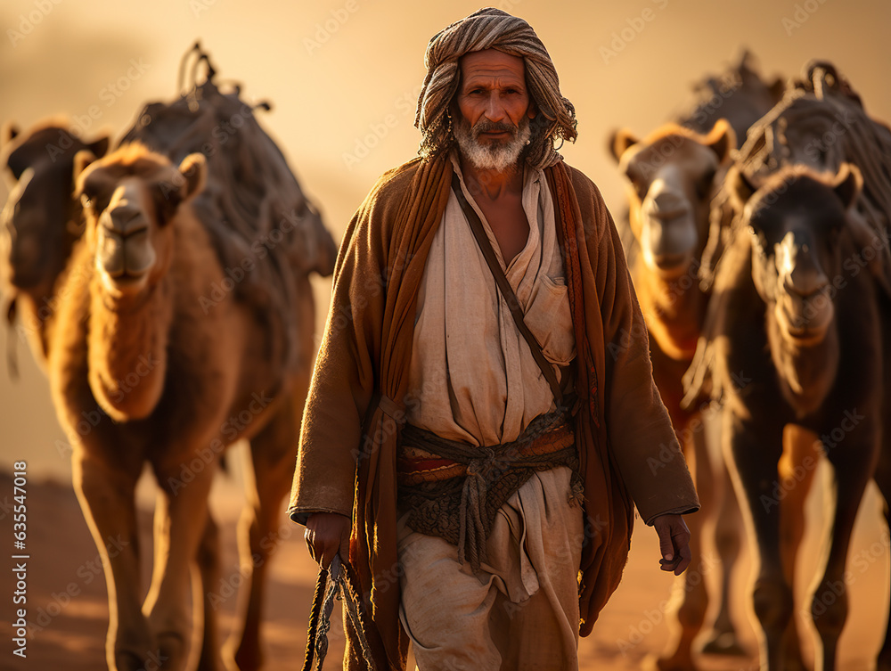 Portrait of a Berber man stands out in his traditional clothing, a ...