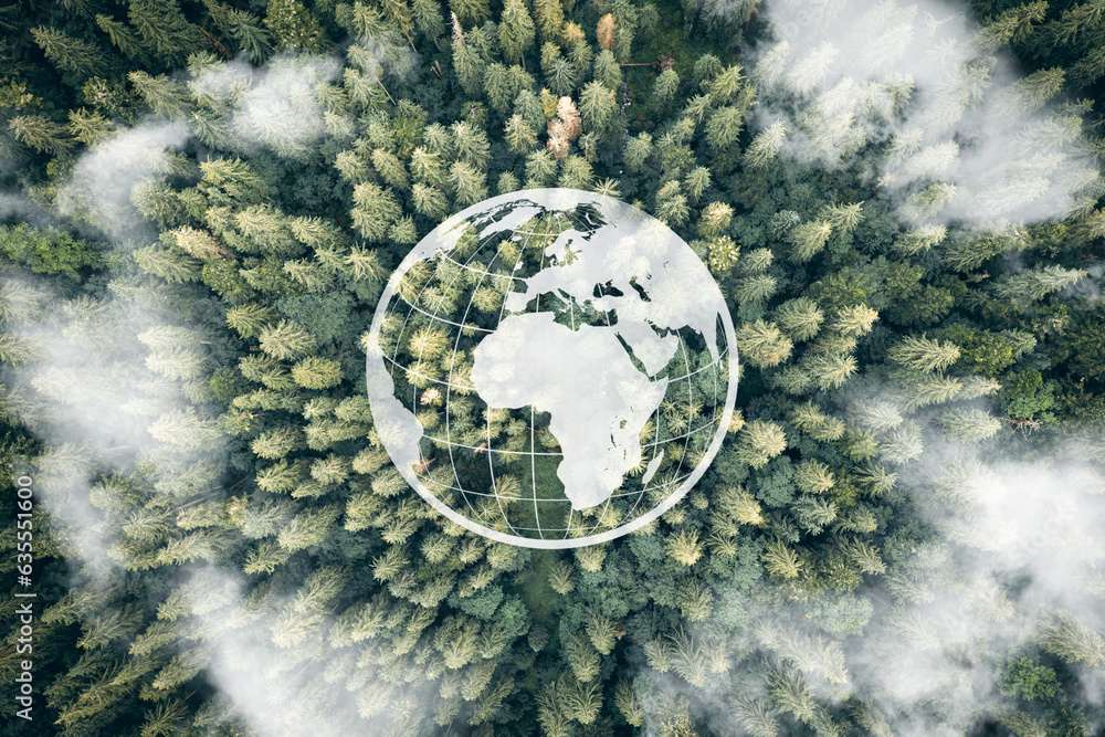 Recycle and Zero waste symbol in the middle of a beautiful untouched ...