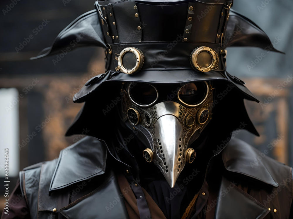 steampunk plague doctor costume for Halloween with leather, Generative ...