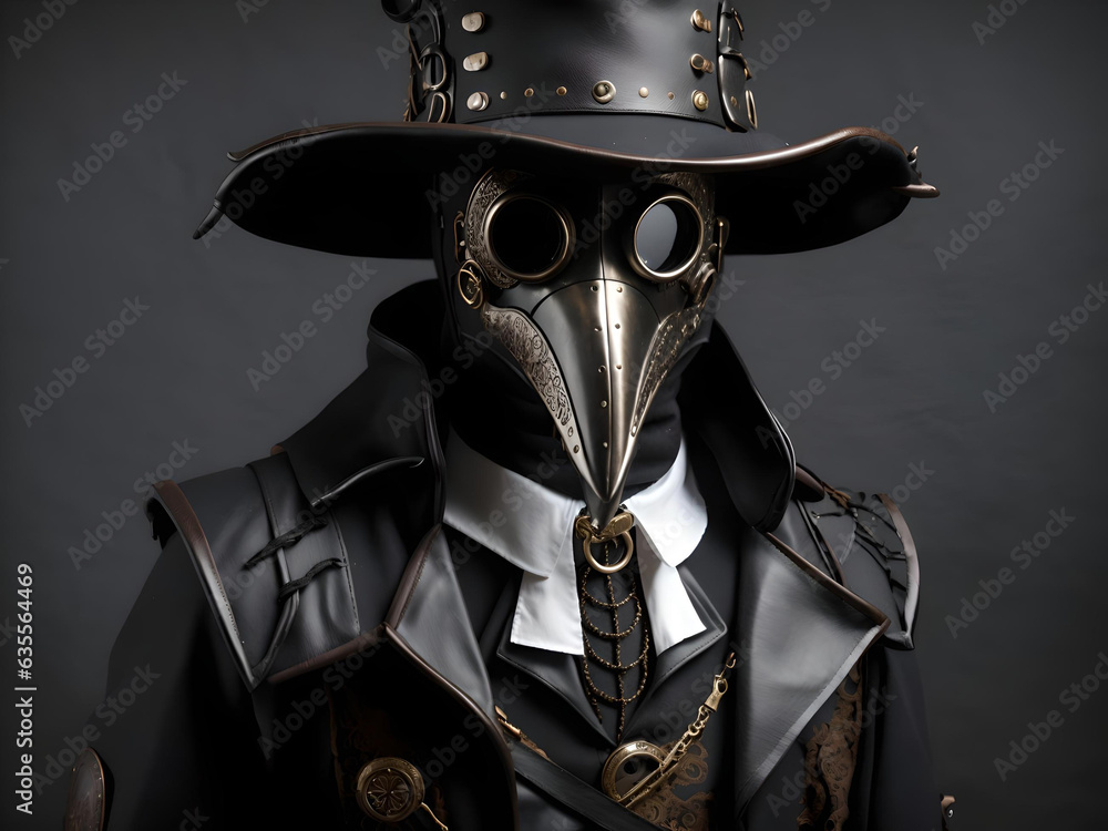 steampunk plague doctor costume for Halloween with leather, Generative ...