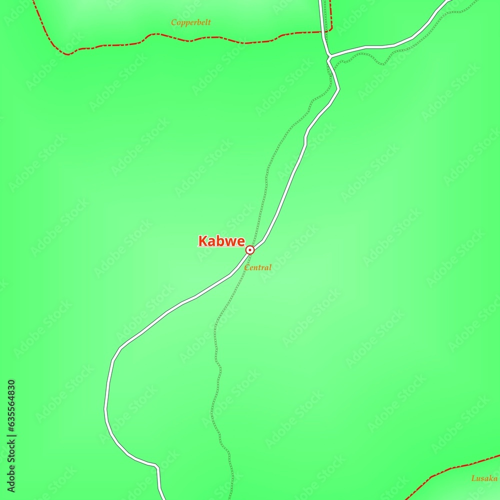 Illustrated Map of Kabwe City in Zambia Stock Illustration | Adobe Stock