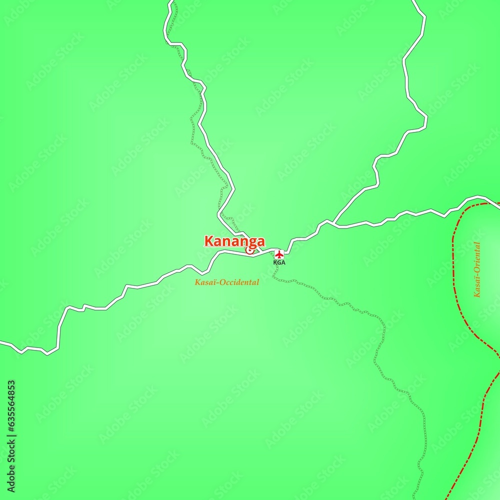 Illustrated Map of Kananga City in Democratic Republic of the Congo ...