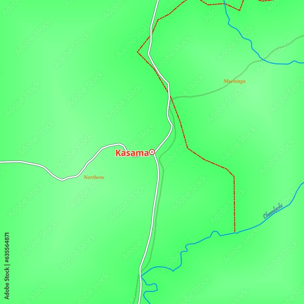 Illustrated Map of Kasama City in Zambia Stock Illustration | Adobe Stock
