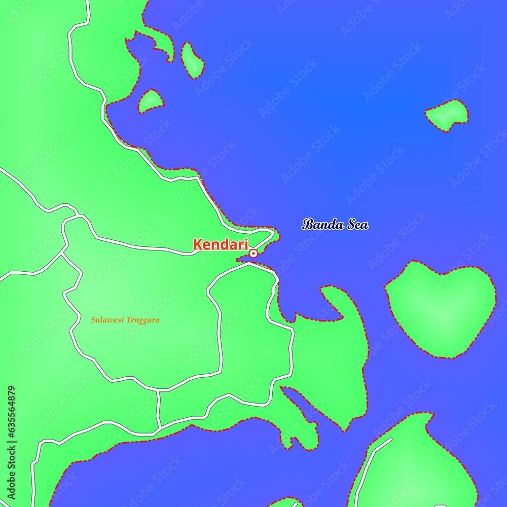 Illustrated Map of Kendari City in Indonesia Stock Illustration | Adobe ...