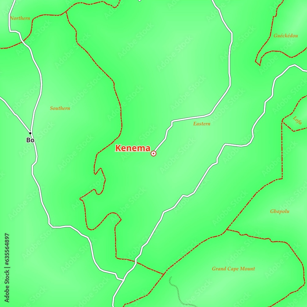 Illustrated Map of Kenema City in Sierra Leone Stock Illustration | Adobe Stock