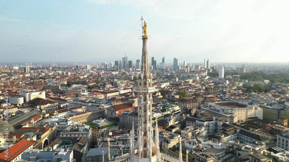 Europe, Italy, Milan - Aerial view of Piazza Duomo, gothic Cathedral in ...