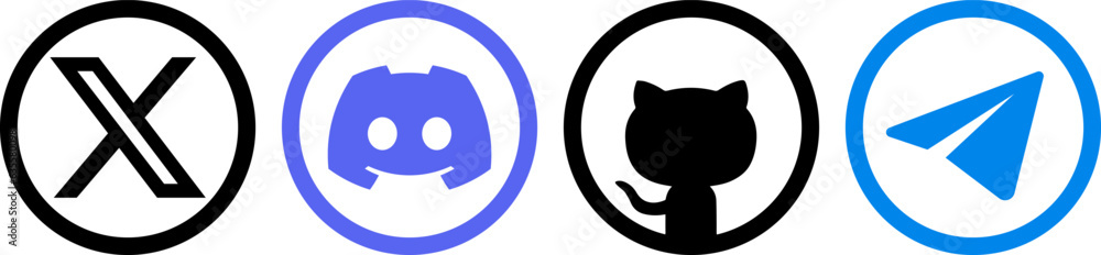 Set of social media icons. Social network vector symbols.. X, Discord ...