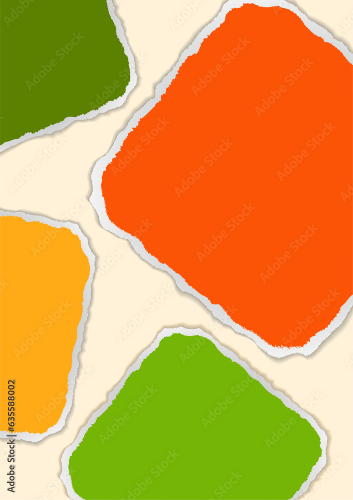 Bright colored blank paper banner with torn edges for revealing message ...