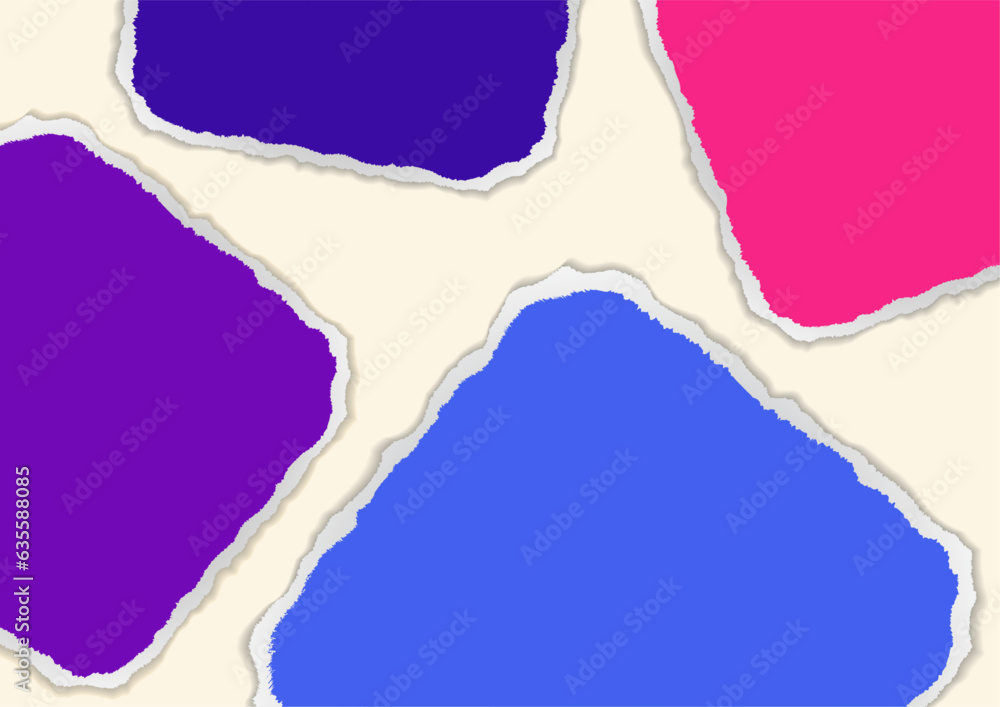 Bright colored blank paper banner with torn edges for revealing message ...