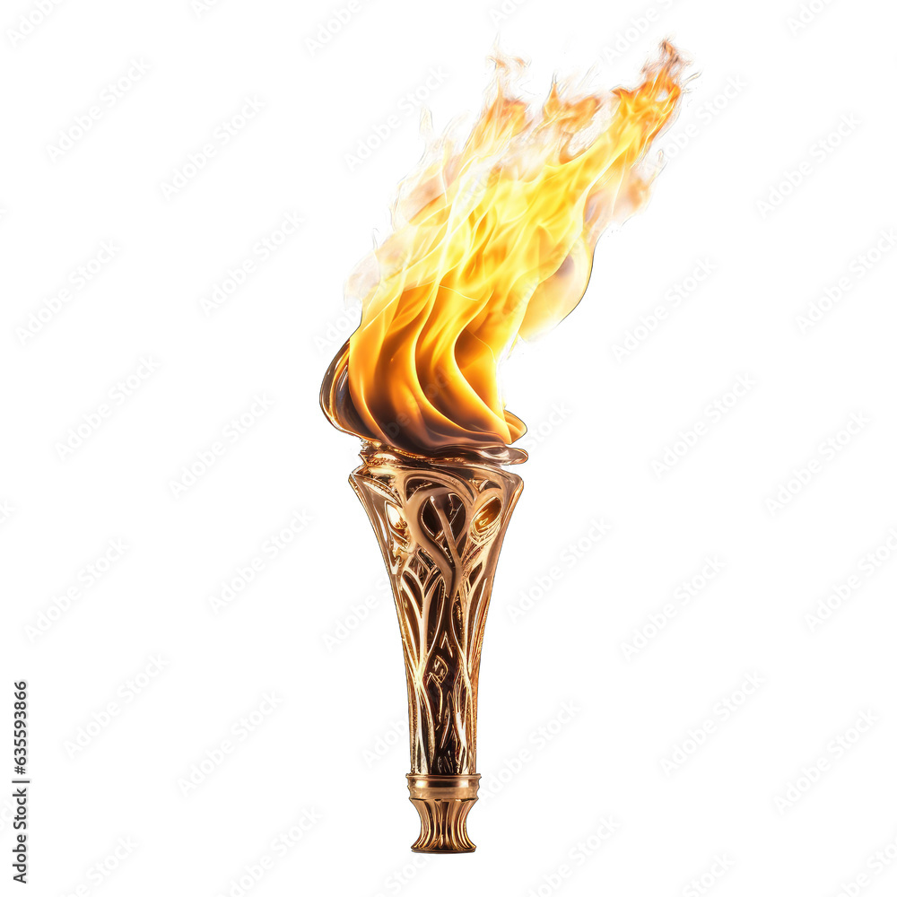 Torch with fire isolated on transparent background Stock Illustration ...