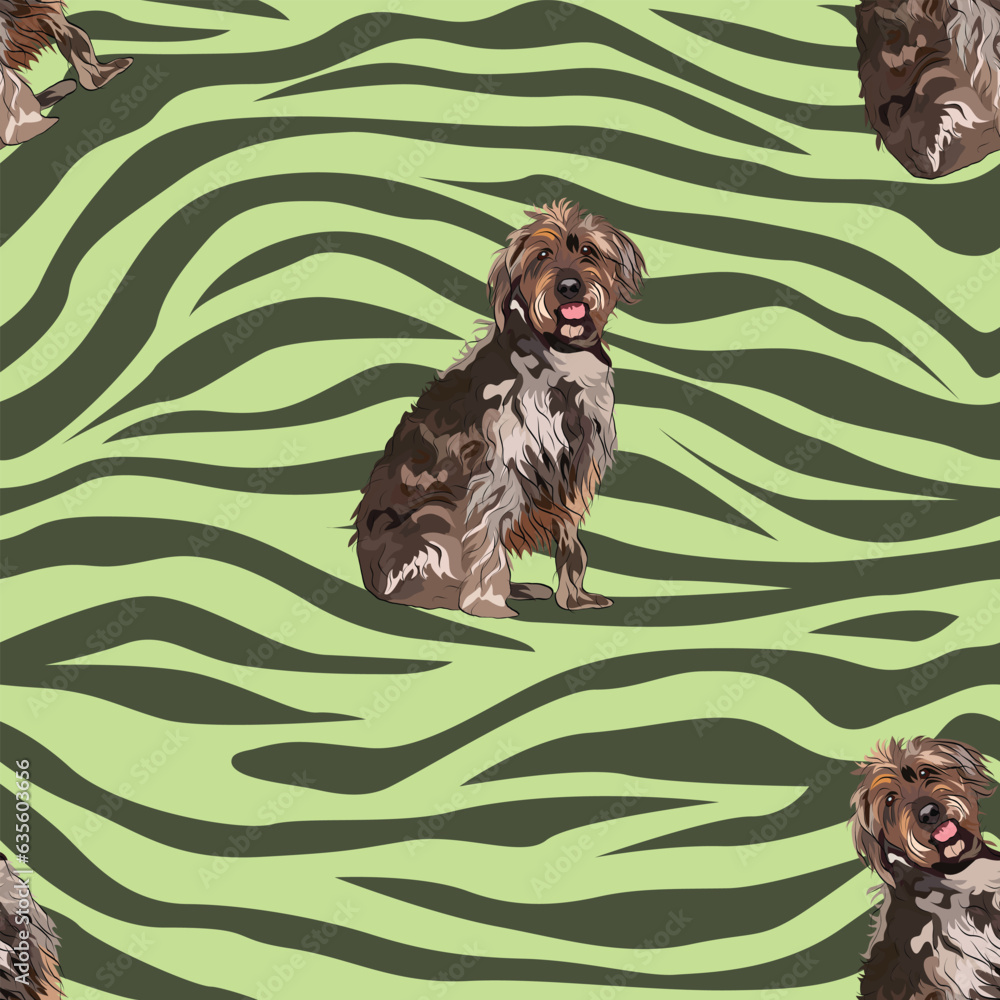 Wirehaired Pointing Griffon sitting dogs pattern. Elegant, soft ...