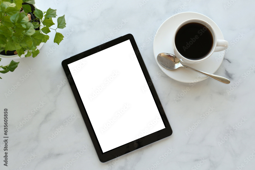 Computer tablet e-reader with blank white screen for mock up Stock ...