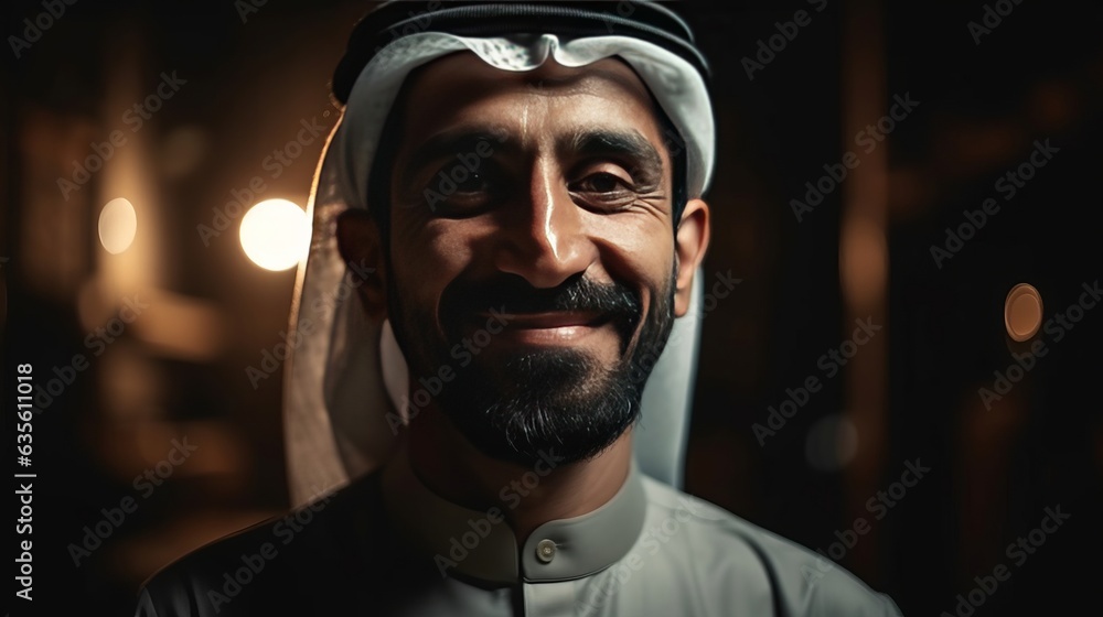 Charismatic Arab sheikh in traditional clothing, ai art Stock ...