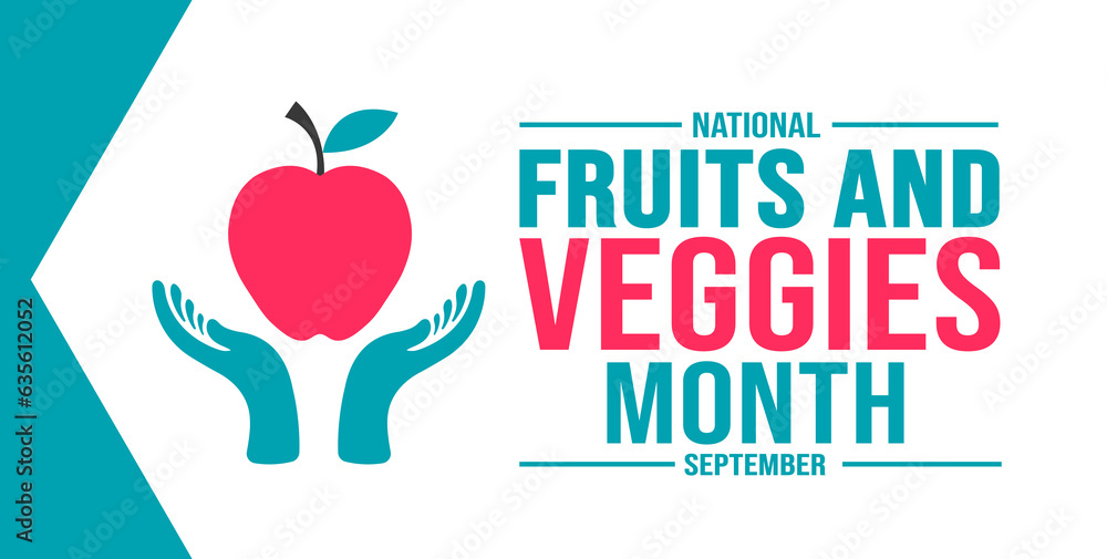 September is National Fruits and Veggies Month background template ...