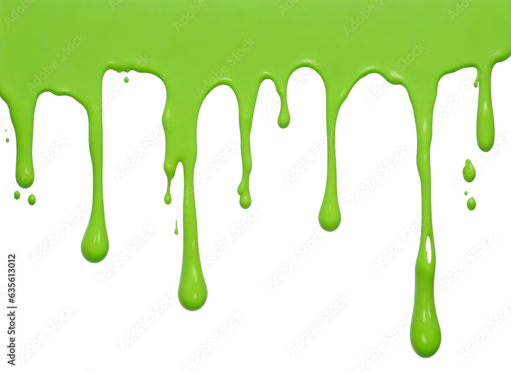 Green paint drips border isolated on a transparent background. AI ...
