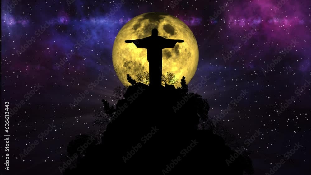 Jesus Christ On The Cross With Bright Shine Sun Effects. Animation ...