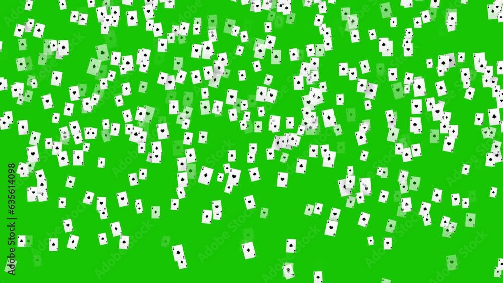 Playing Cards Falling On Green Screen Background. 4 Type Of Card ...