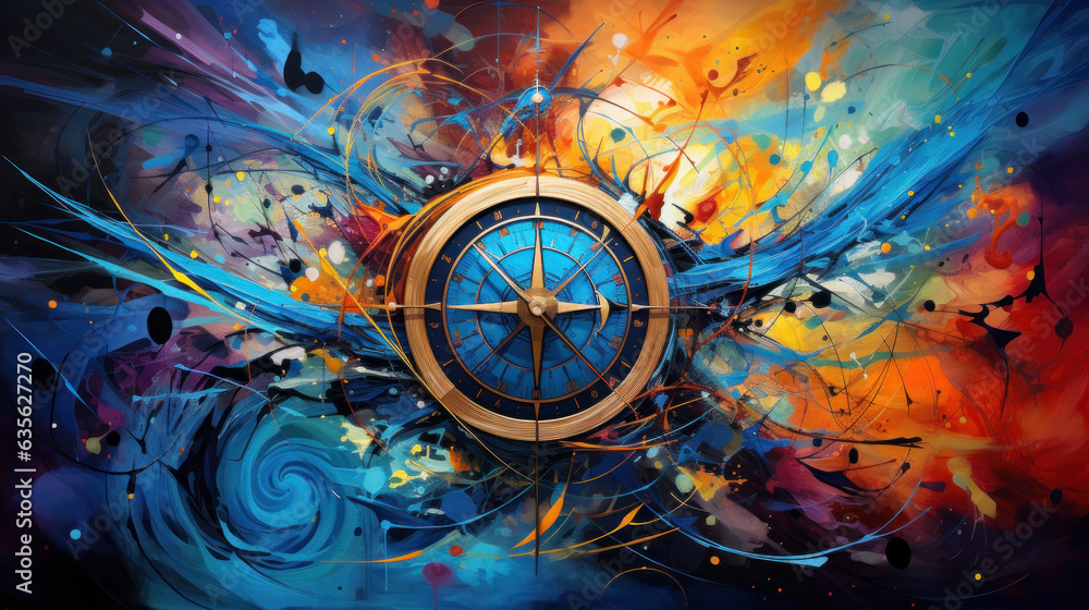 Abstract multicolor compass symbol. Artistic logo design template ...