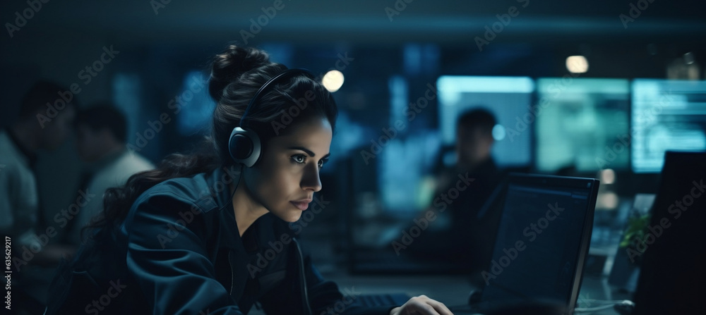 call center women smiled working and providing service with courtesy ...