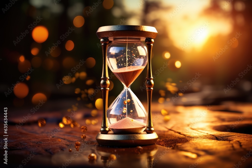 Vintage hourglass representing the concept of time and pacing, slow ...
