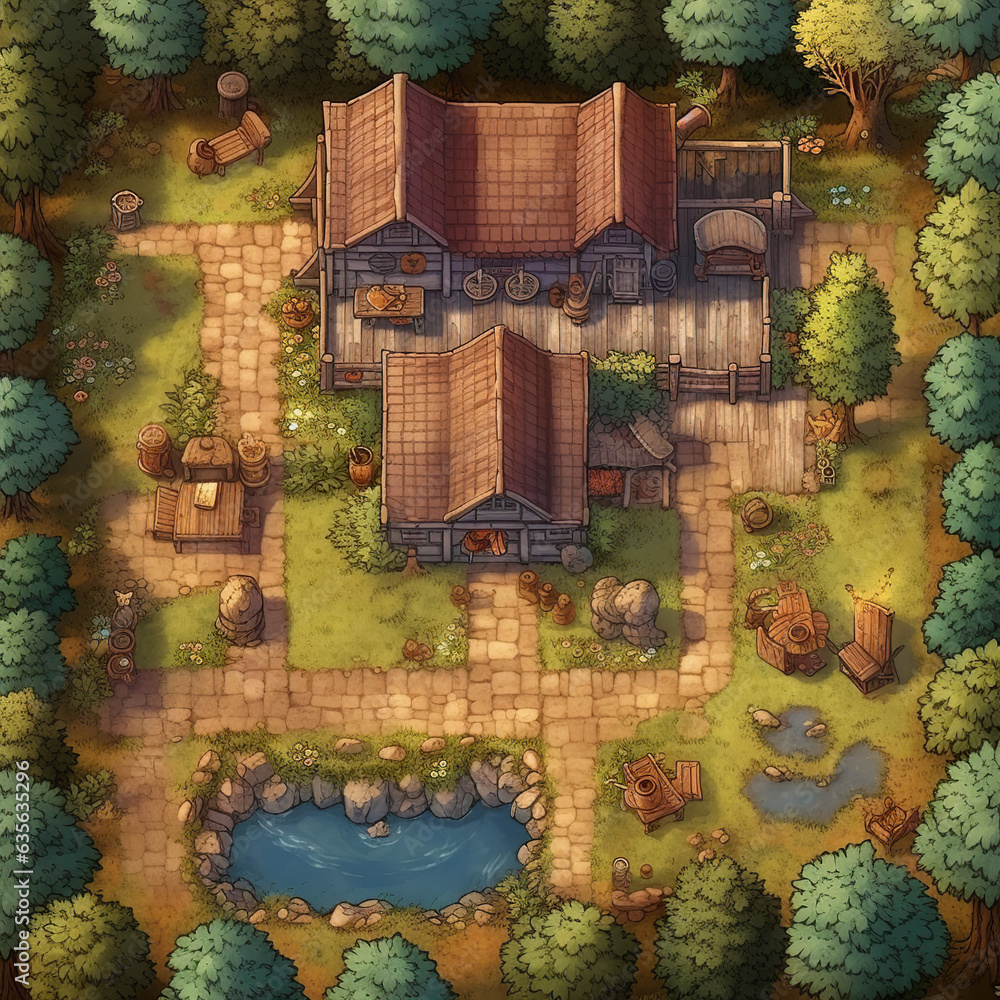 DnD Map Gnome Village Battle Map. Stock Illustration | Adobe Stock