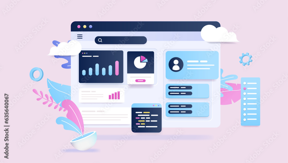 Statistics and data website - Abstract vector illustration of browser ...