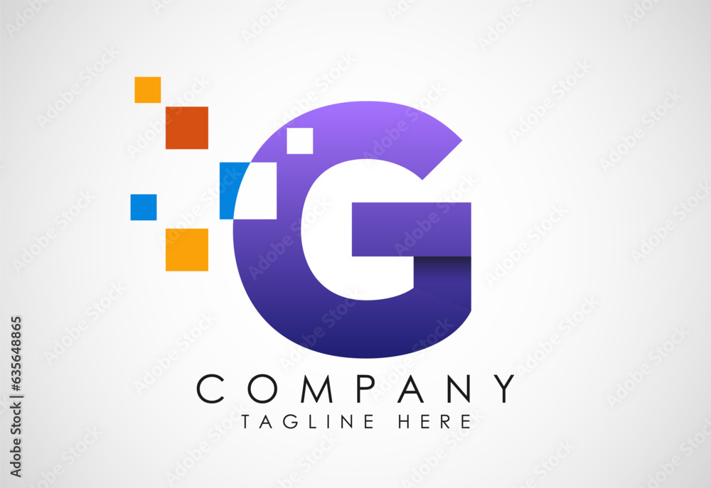 English alphabet with data pixel. Creative technological modern data pixel logo Stock Vector ...