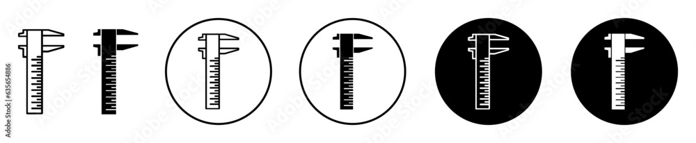 Caliper icon set. vernier caliper measurement ruler tool vector symbol ...