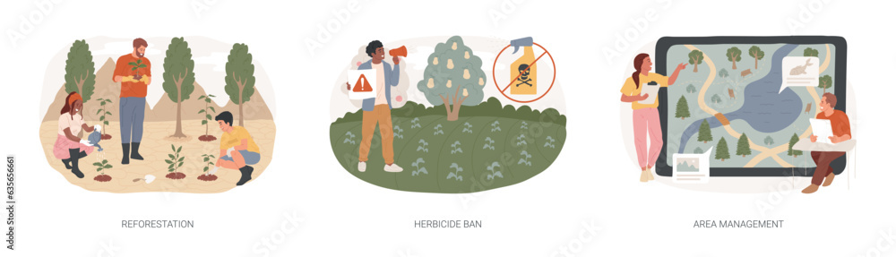 Climate change mitigation isolated concept vector illustration set ...