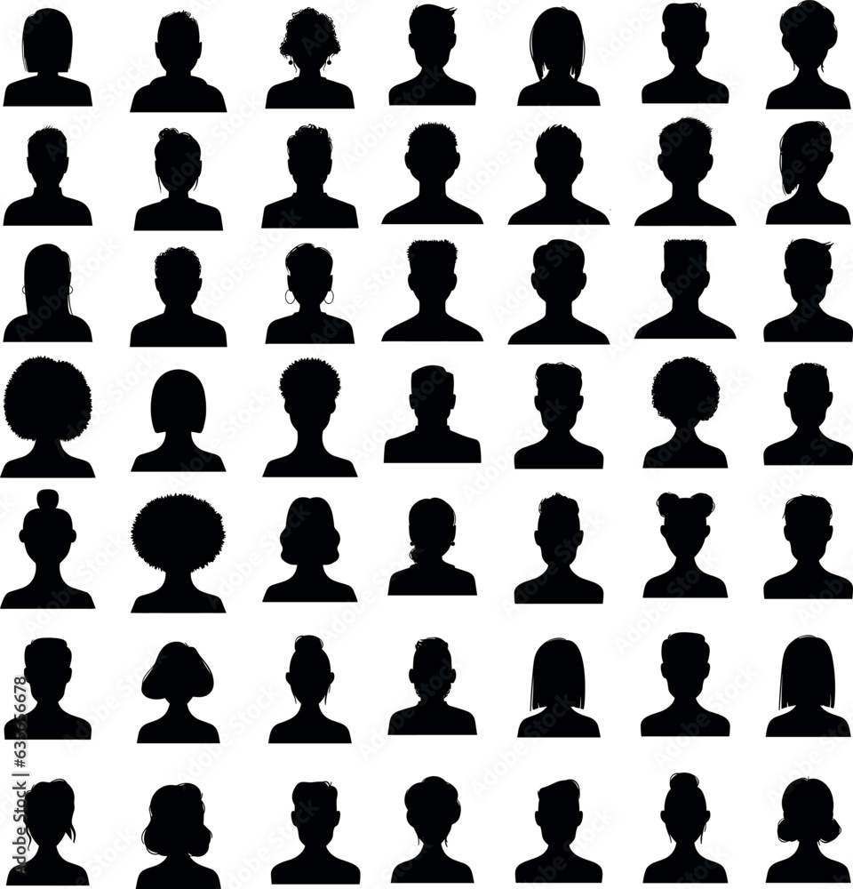 Male and female head silhouettes avatar, Male and female avatar profile ...