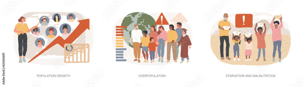 Demographics isolated concept vector illustration set. Population ...