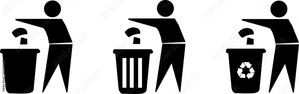 Tidy man symbol, do not litter icon, keep clean, dispose of carefully ...